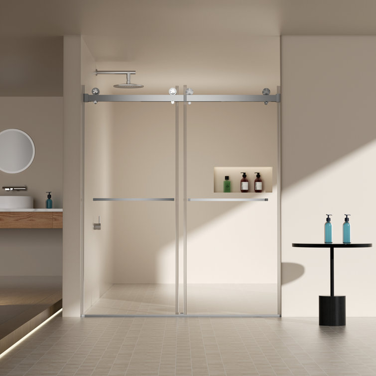 MODLAND donon 56"-60"W X 70"H Semi-Frameless Double Sliding Shower Door With 5/16" Tempered ...